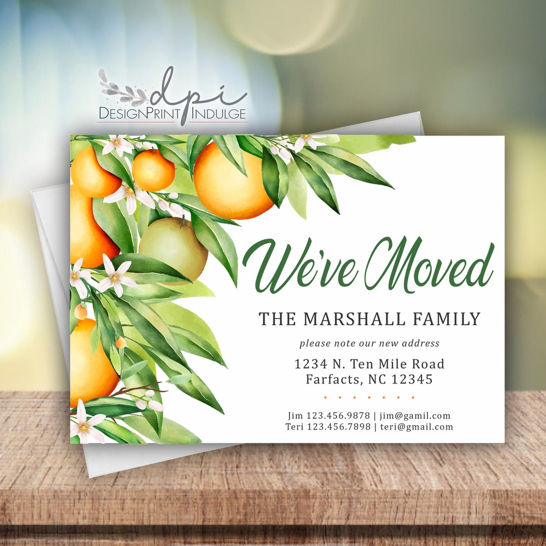 Personalized Change of Address Announcement Cards With Oranges, Orange ...