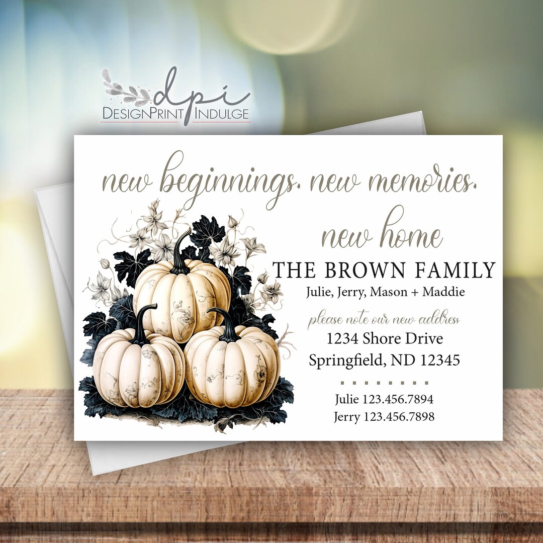 Fall Moving Card, New Beginnings, New Memories, New Home, Fall We've or ...