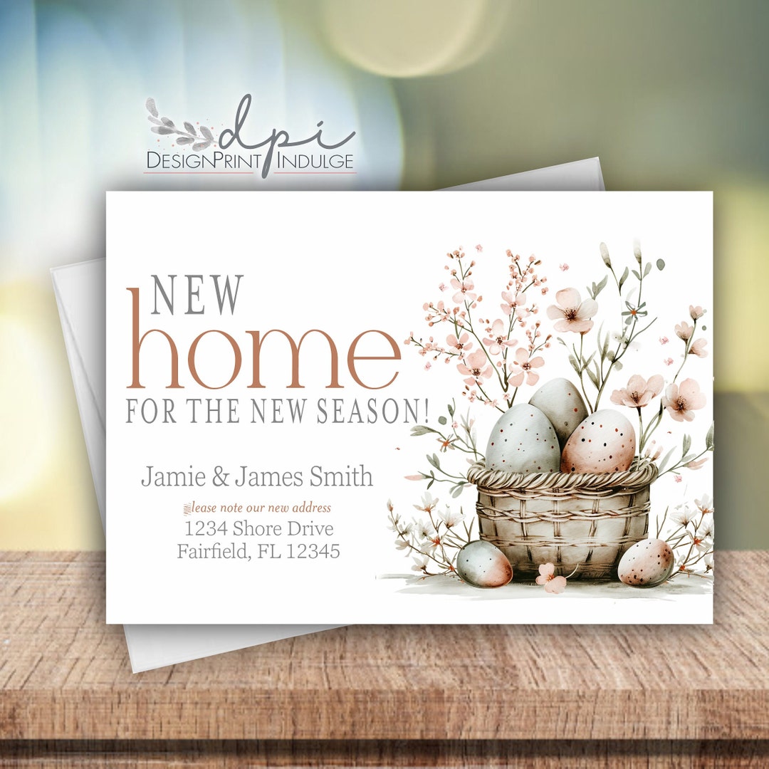 New Home Announcement Cards, Easter Moving Change Address Cards, Moved ...