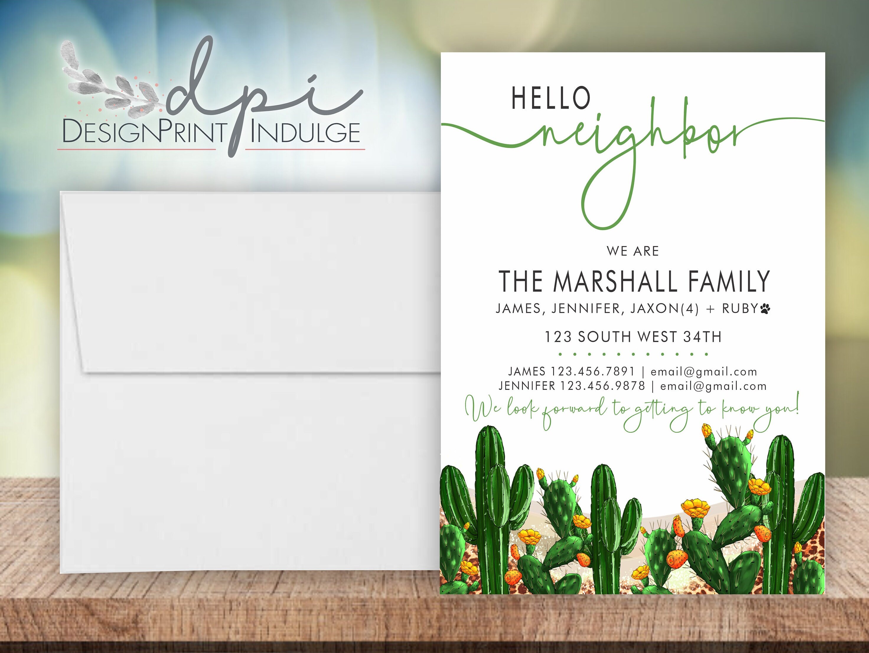 Hello Neighbor Introduction Card W/ Cactus We Are New - Etsy