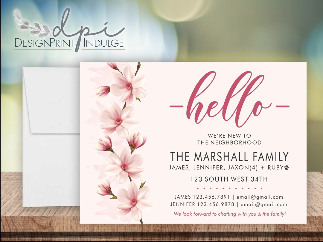 Hello New Neighbor Cards, Cherry Blossom Personalized We're Your New ...