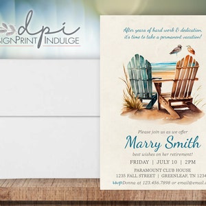 Retirement Beach Party Invitation, Beach Retirement Party Invites ...
