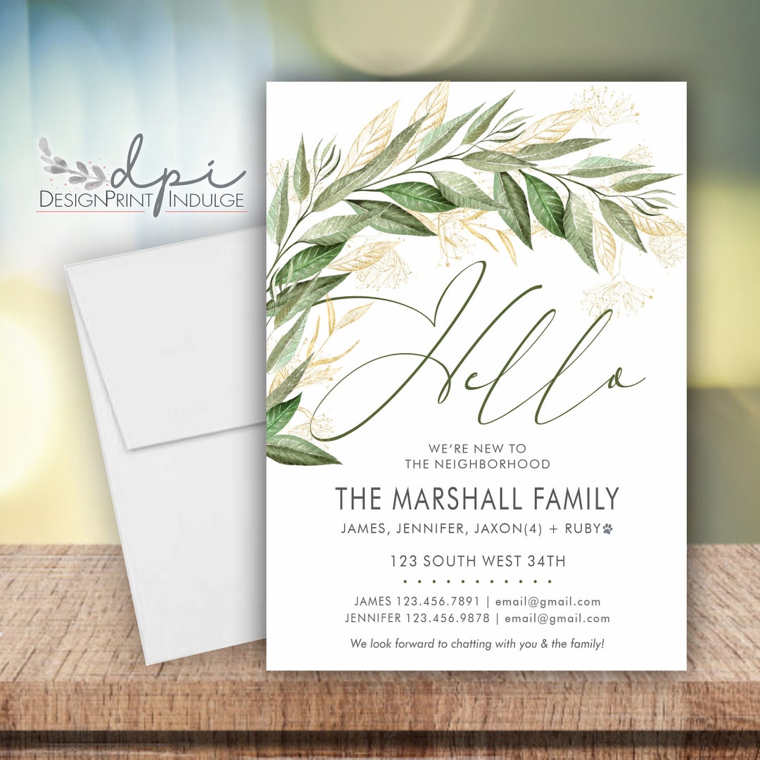 Hello We're Your New Neighbors Cards With Greenery, New Neighbors ...