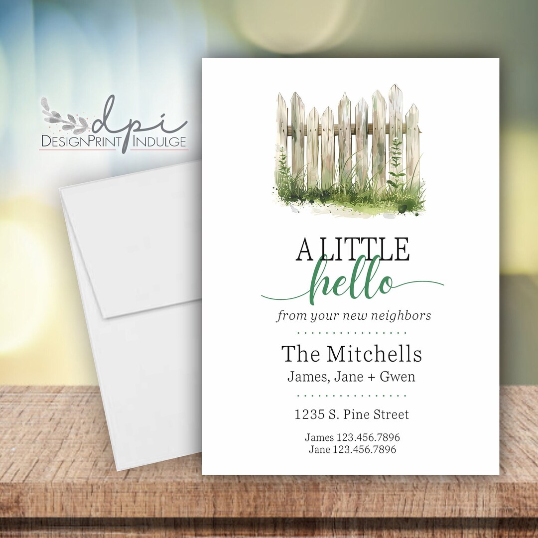 Neighbor Introduction Card, Hello We're Your New Neighbors, Meet the ...