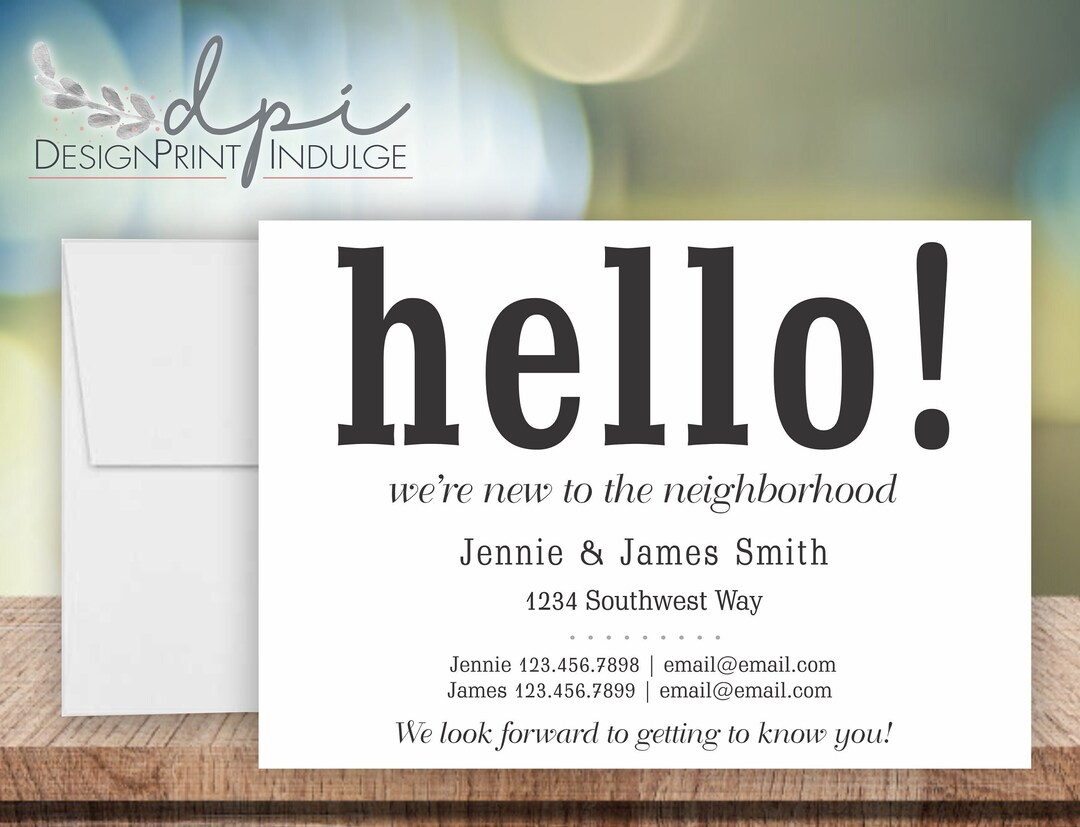 New Neighbor Announcement Cards: Personalized Hello Cards (digital or ...