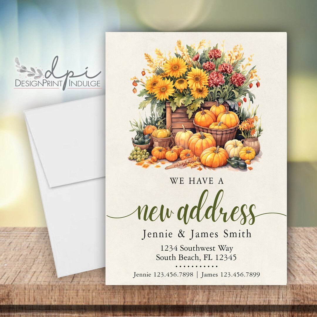 Fall Moving Cards, Fall Pumpkins We or I Have Moved New Address ...