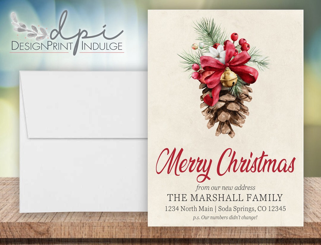 Merry Christmas New Address Announcement Card Merry Christmas - Etsy