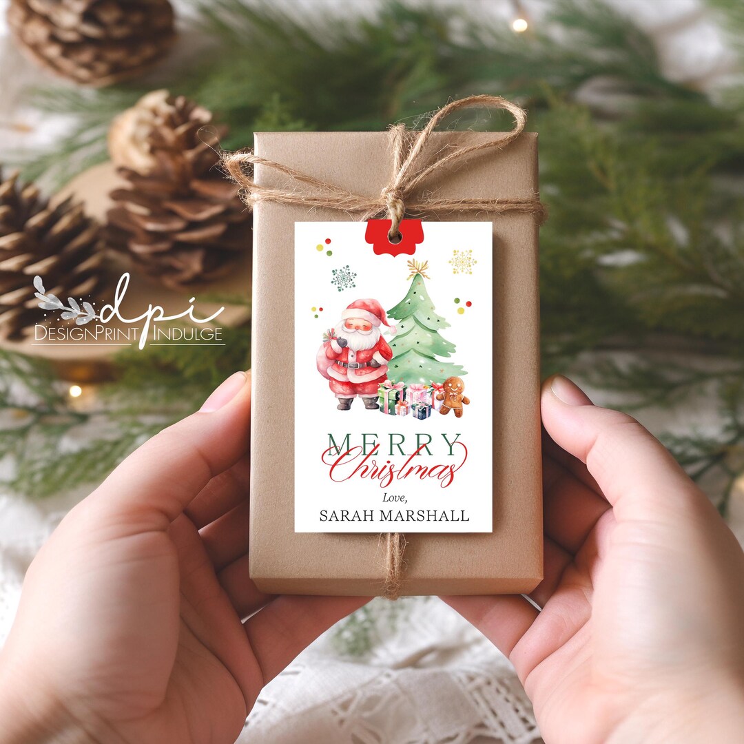 Personalized Santa Christmas Gift Tags, Printed Holiday Name Tags - Etsy