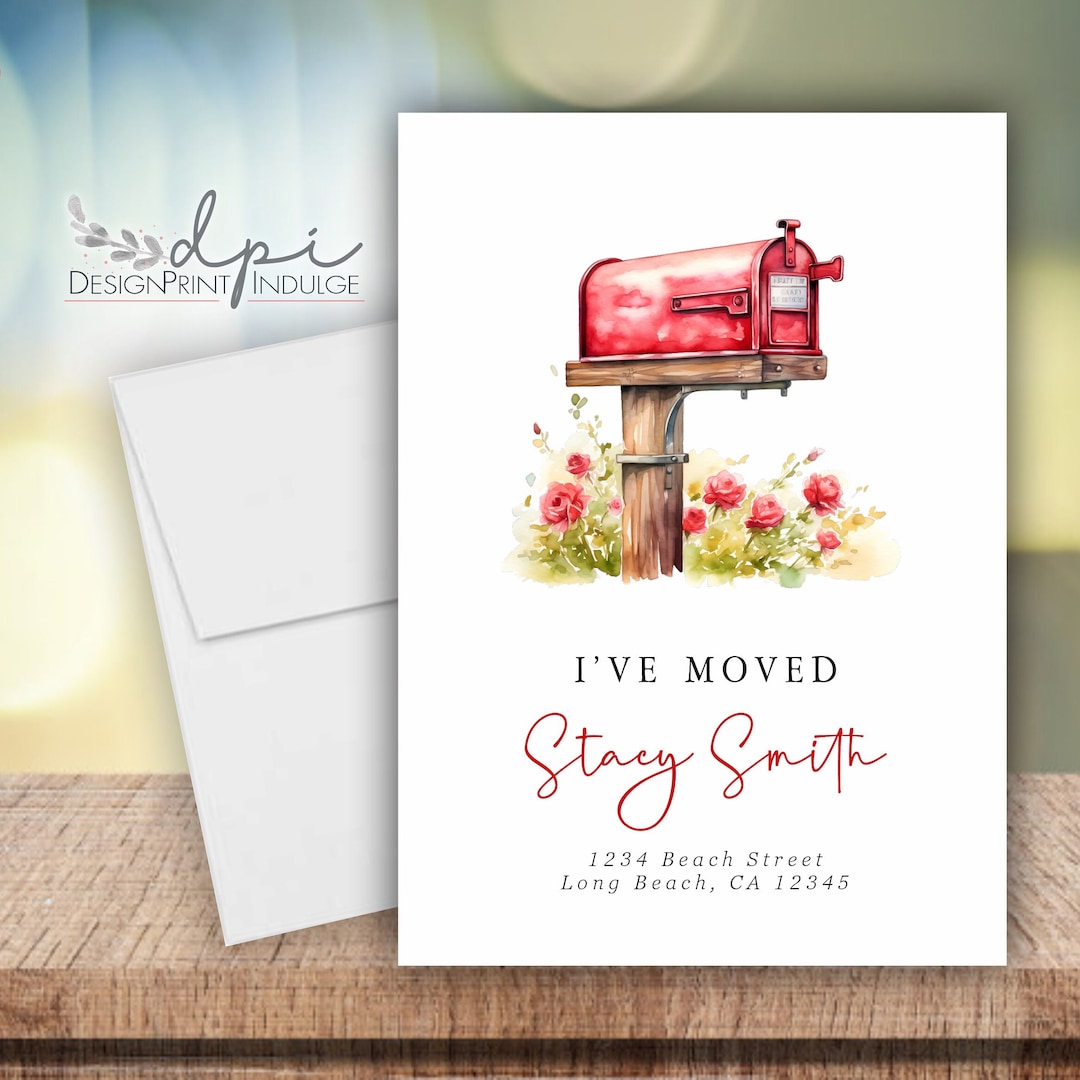 Mailbox Red Moved Announcements, I've We've Moved Change of Address ...