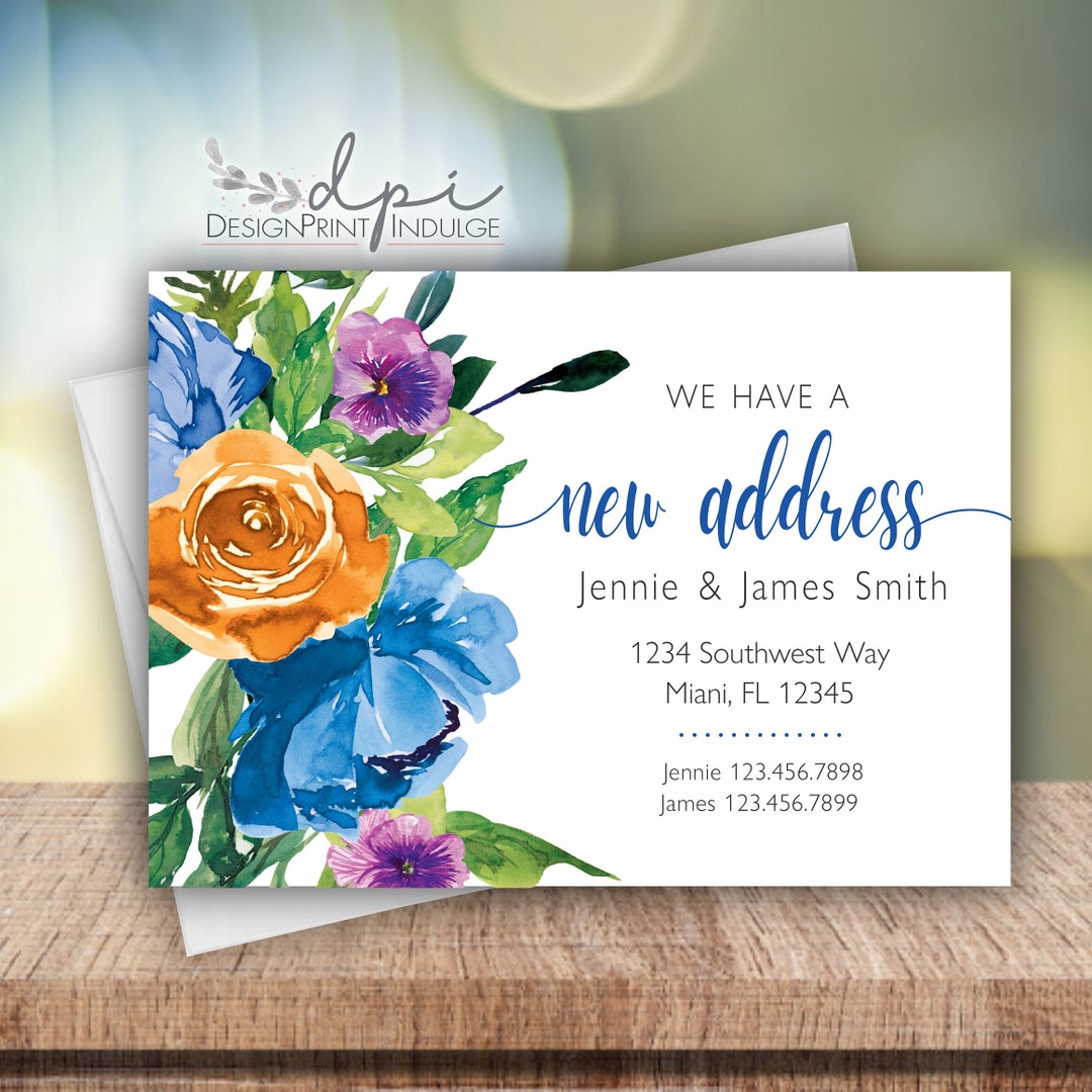 New Address Personalized Moving Announcement Cards Colorful Spring ...