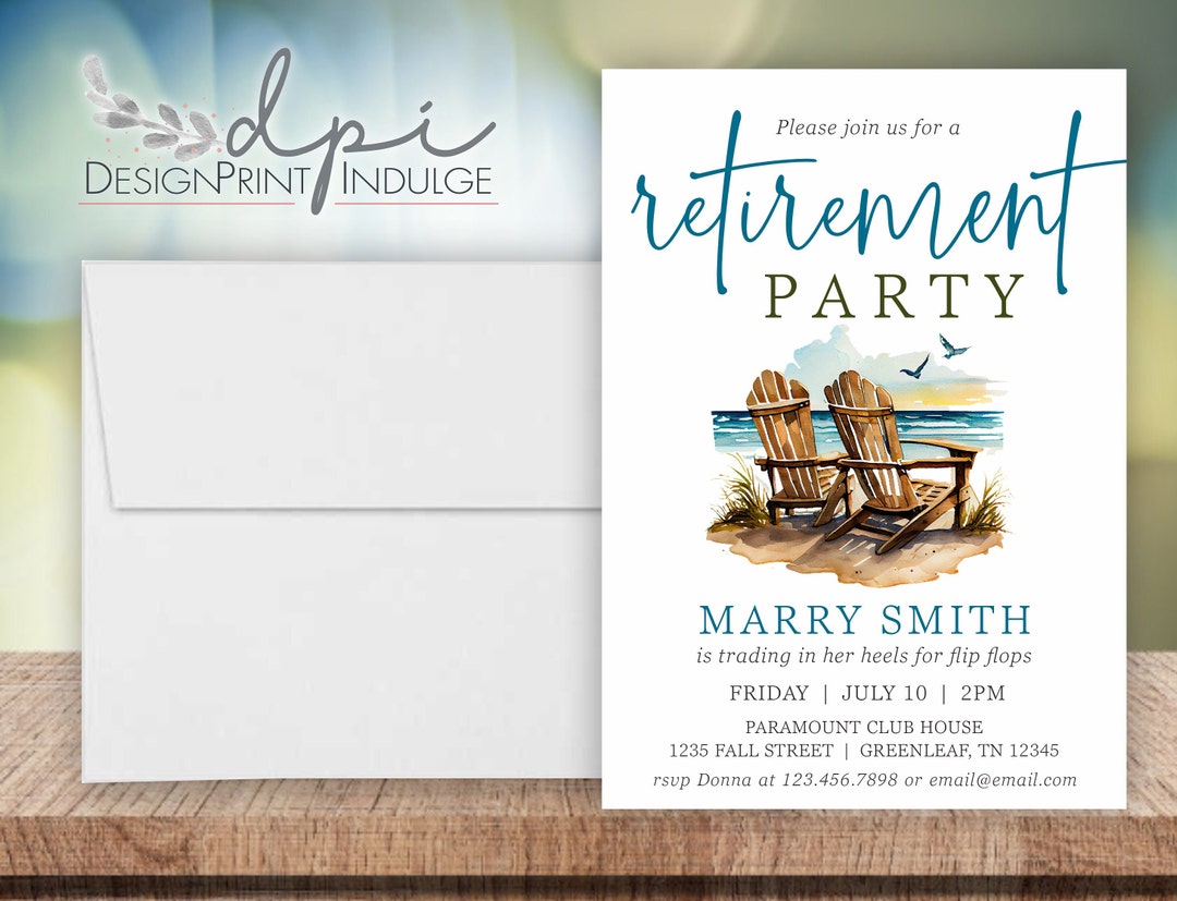 Beach Retirement Party Invitation, Retirement Party Invite Cards ...