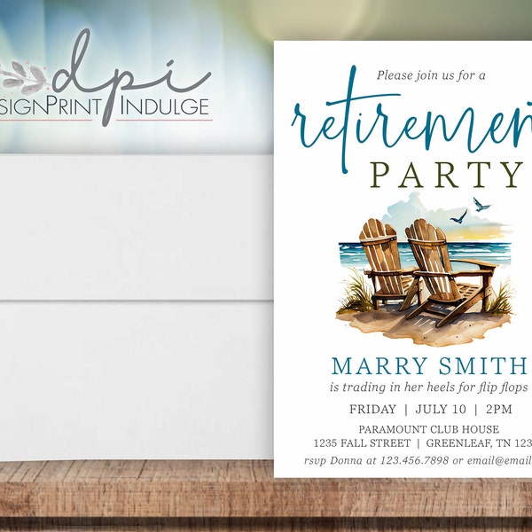 Beach Retirement Party Invitation - Etsy