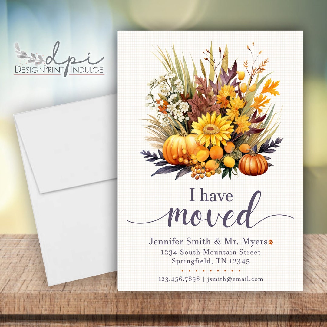 I Have Moved Fall Announcements, Autumn Fall Pumpkins New Address ...