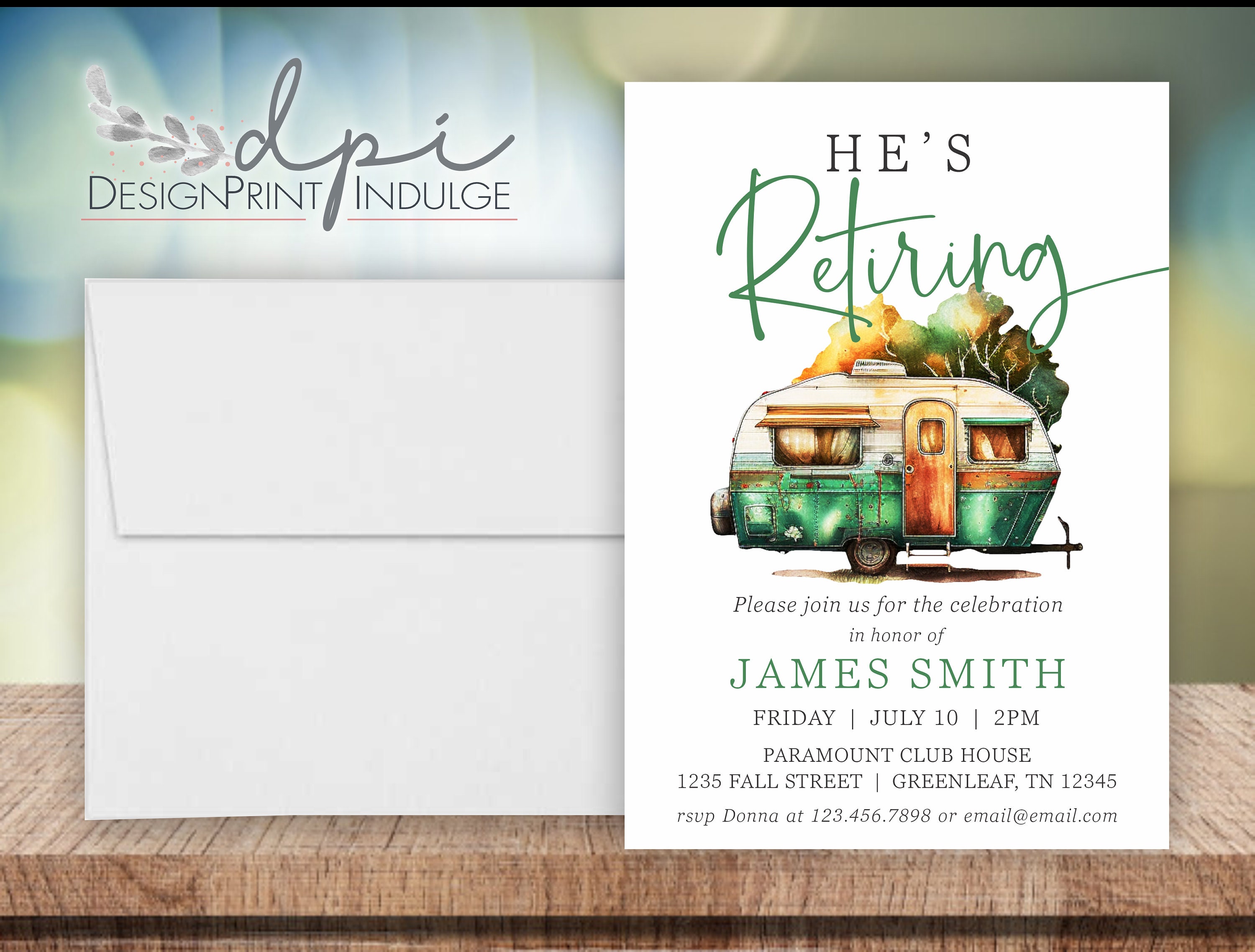 Retirement Celebration Party Invitation With a Rustic Camper - Etsy