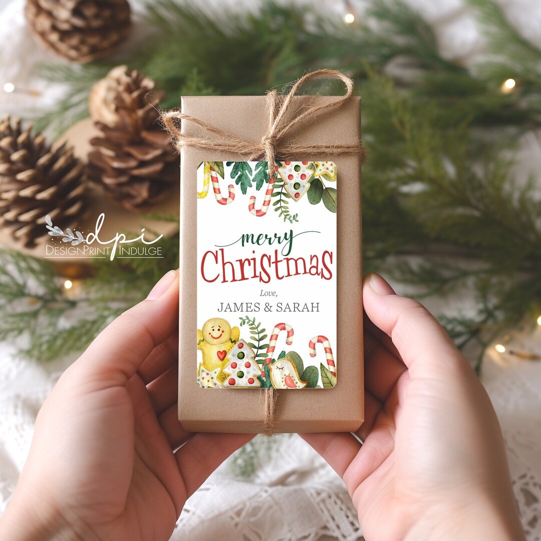 Merry Christmas PRINTED Personalized Gift Tags, Favor Tags, Holiday ...