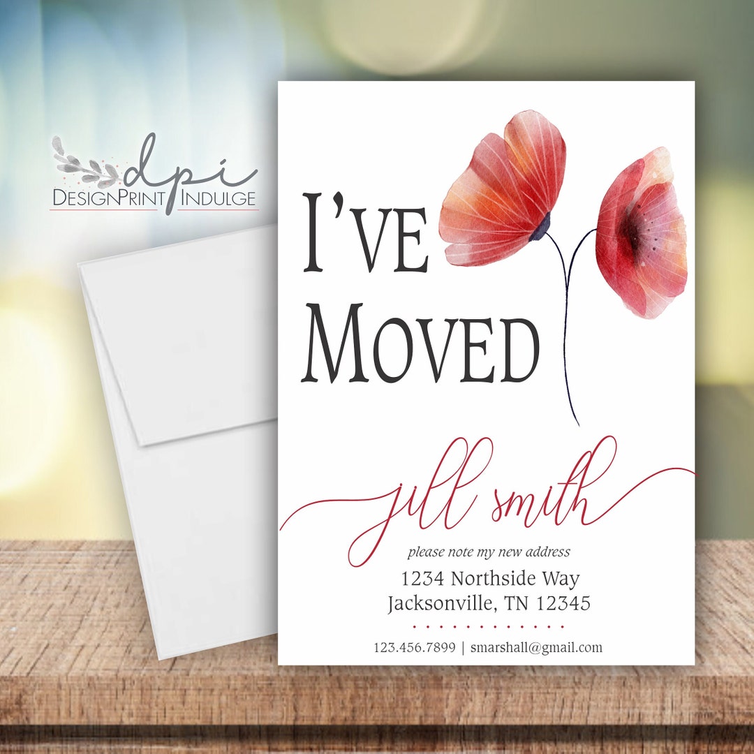 Red Poppies Change of Address Card: Personalized Moving Announcement - Etsy