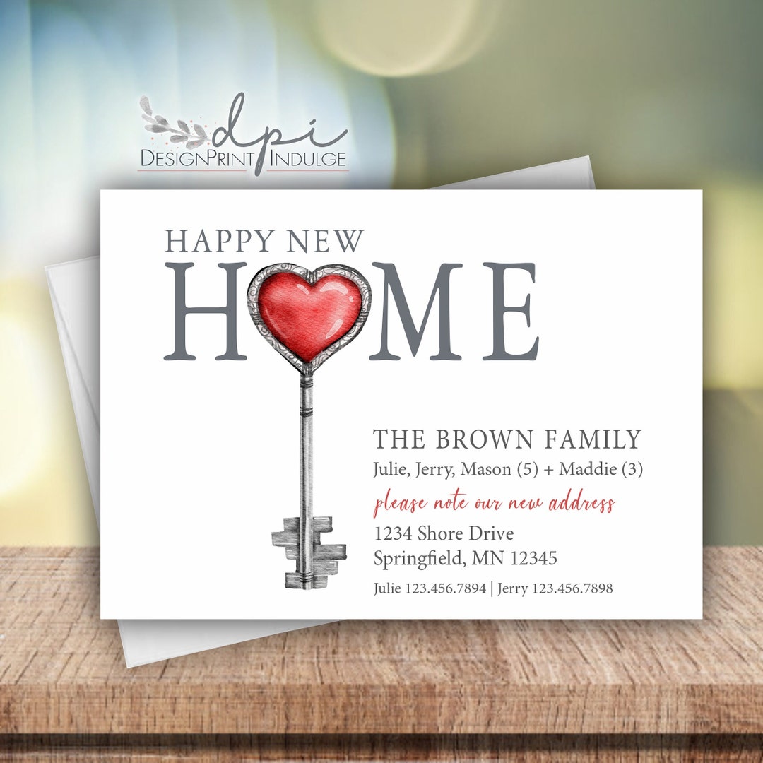 New Home Address Announcement Cards, Key Change of Address Cards, We ...