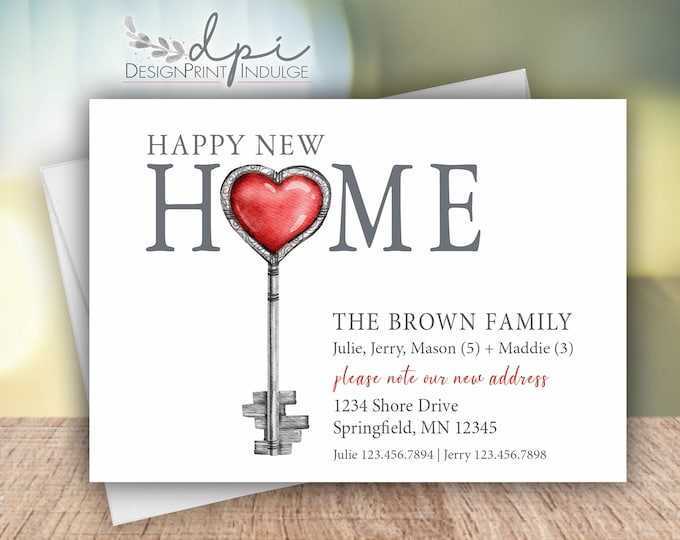 New Home Address Announcement Cards, Key Change of Address Cards, We ...