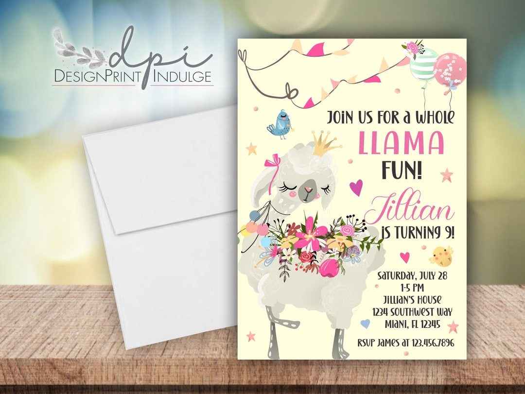 Llama Invitation, Llama Party, Llama Birthday, Llama Invite, Party ...