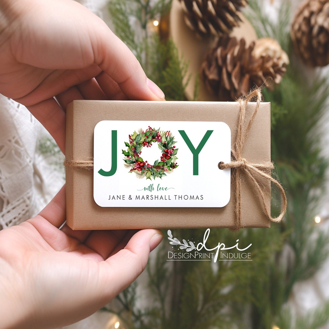 Christmas Joy PRINTED Personalized Gift Tags, Favor Tags, Holiday ...