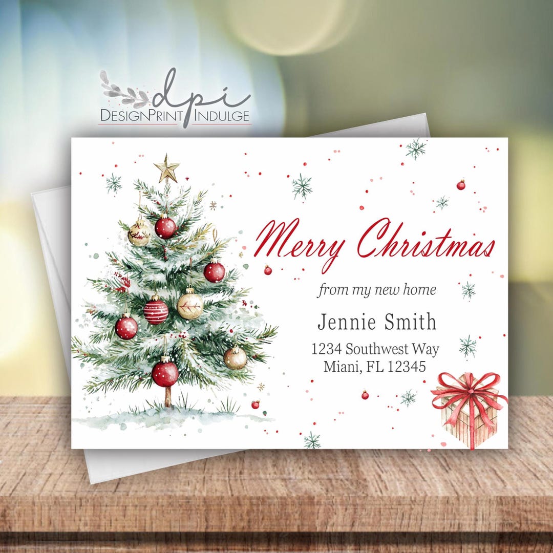 Christmas Moving Announcement Card: Holiday My New Address Cards ...