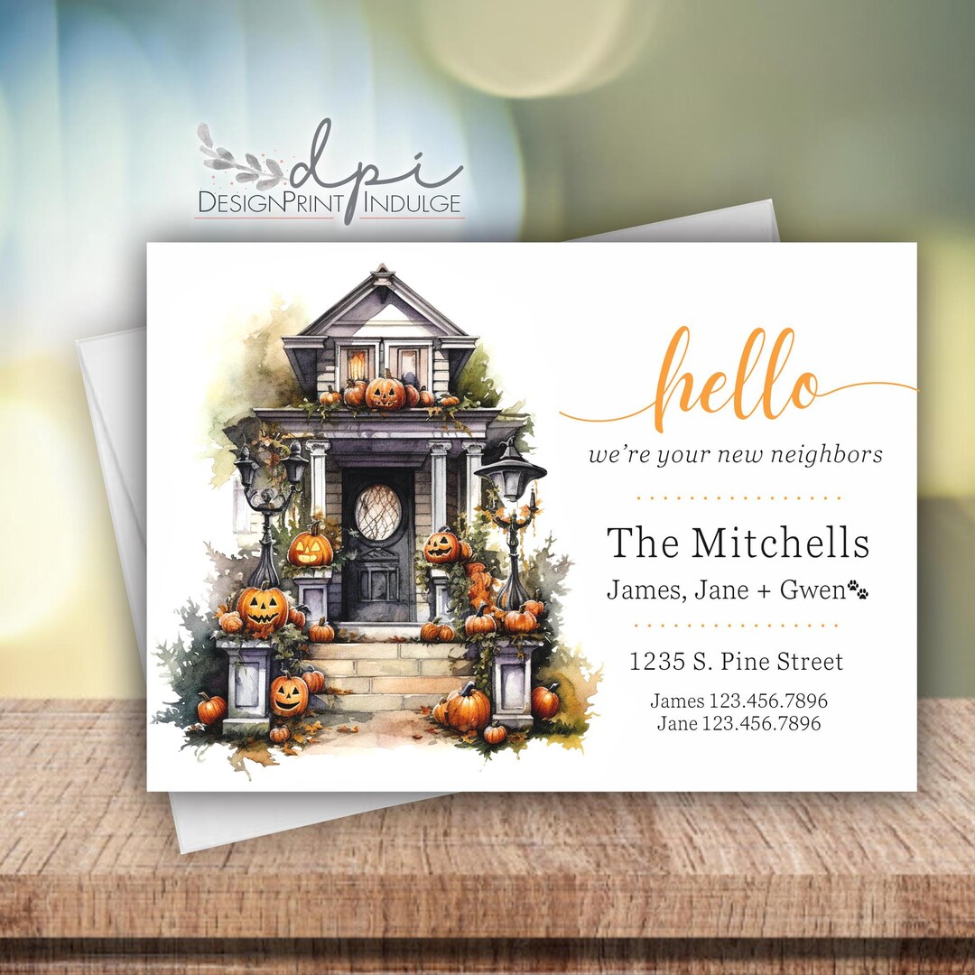 Hello New Neighbor Cards, Fall Hello New Neighbor Introduction Card ...