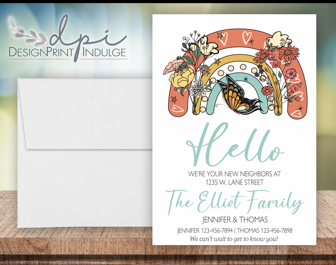 Rainbow New Neighbor Cards, Personalized We're Your New Neighbor ...