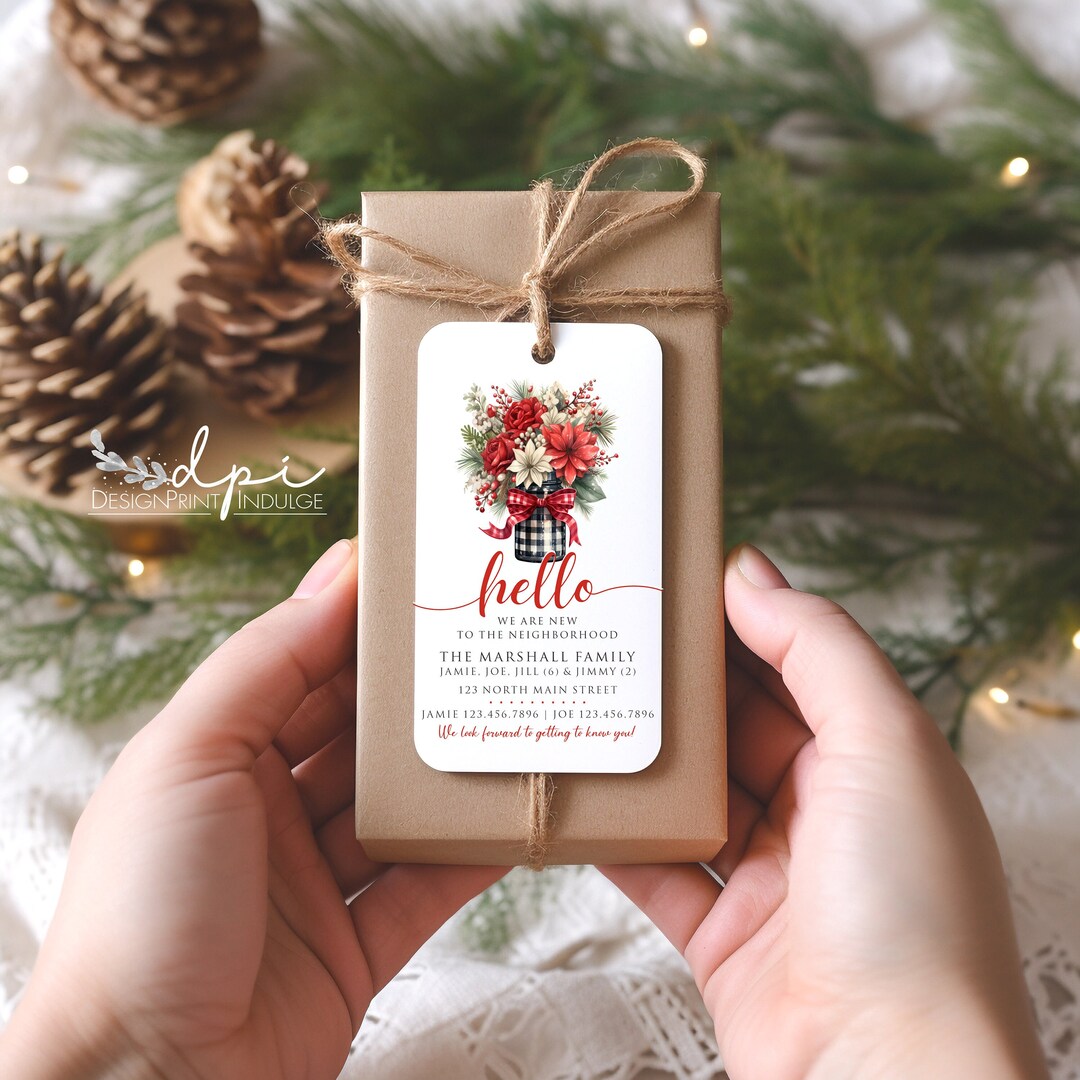 Christmas PRINTED Personalized Hello Neighbor Gift Tags, Favor Tags ...