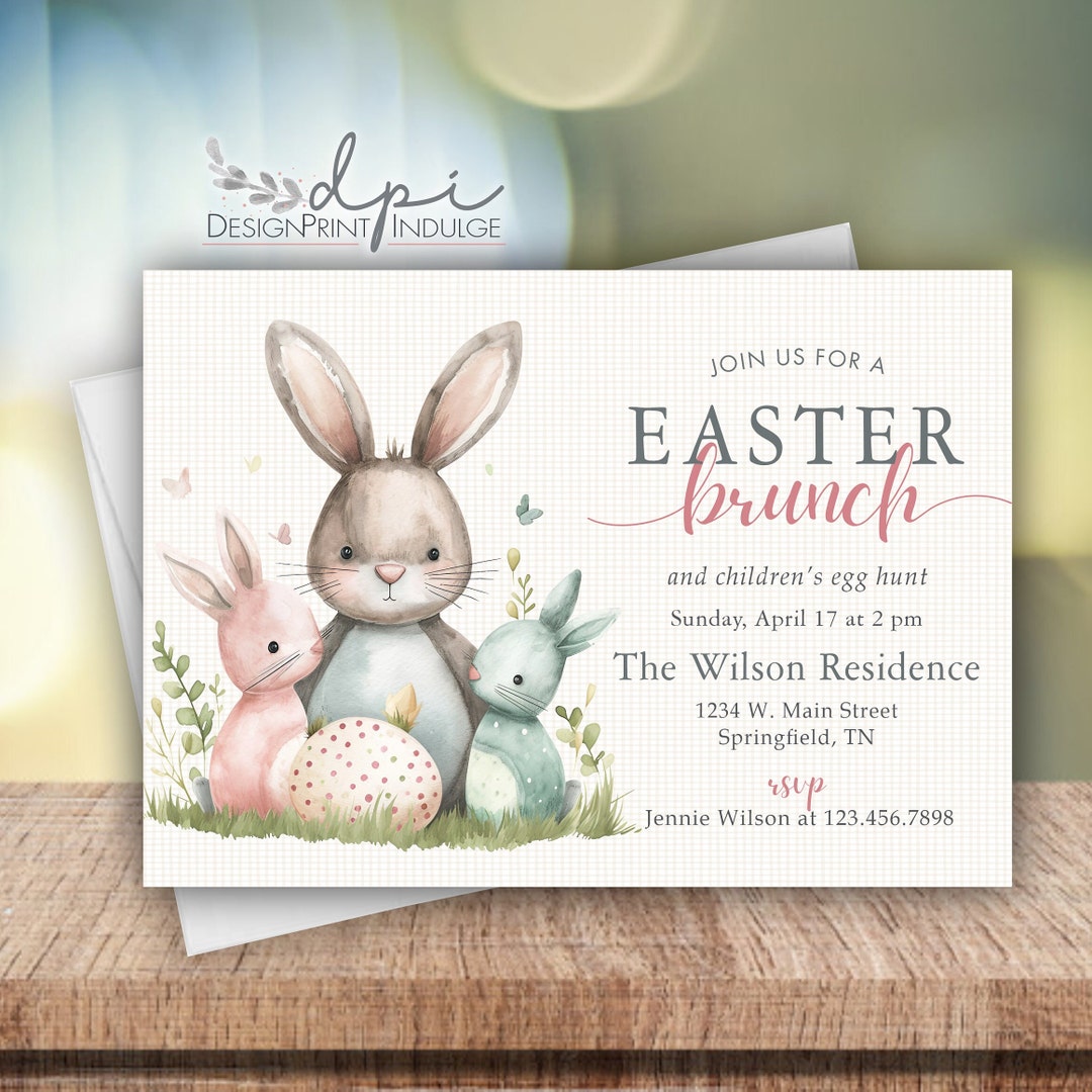 Easter Brunch Party Invitation, Easter Holiday Party Invite, Easter Egg ...