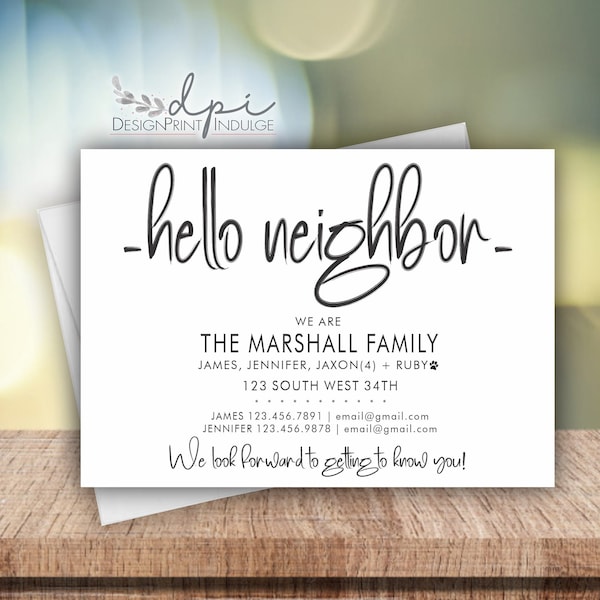 New Neighbor Introduction Cards - Etsy