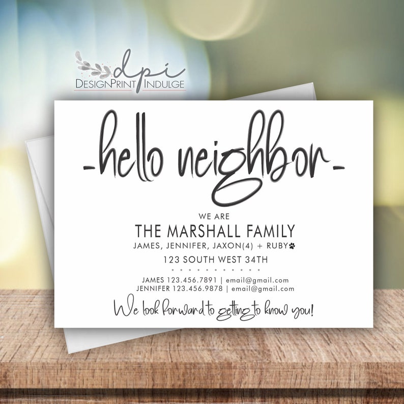 New Neighbor Announcement Cards: Custom Introduction (digital or ...