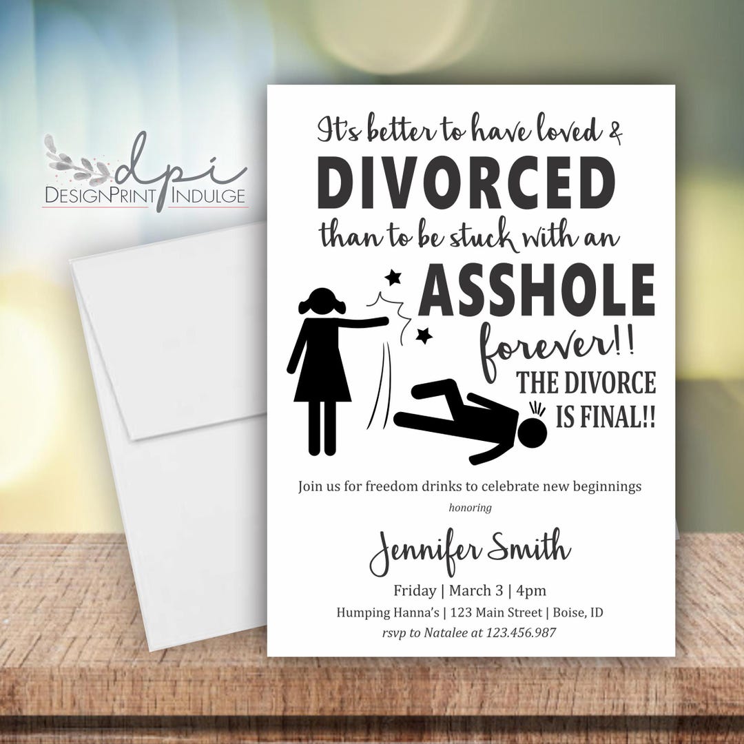 Divorced Celebration Invitations, Single Party Invites, Party Invite ...