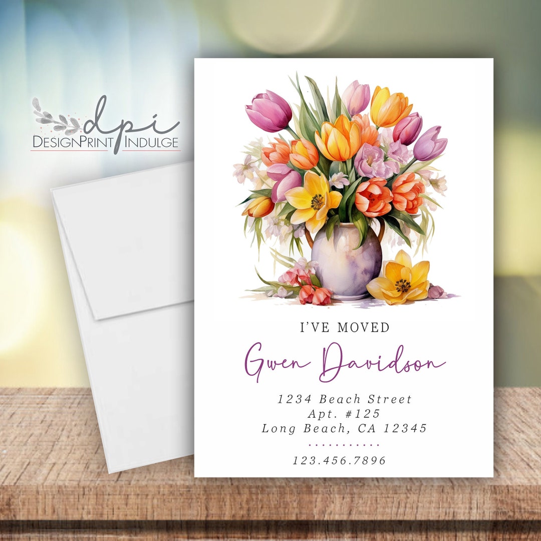 I've Moved Change of Address Announcement Cards, Spring Tulips ...