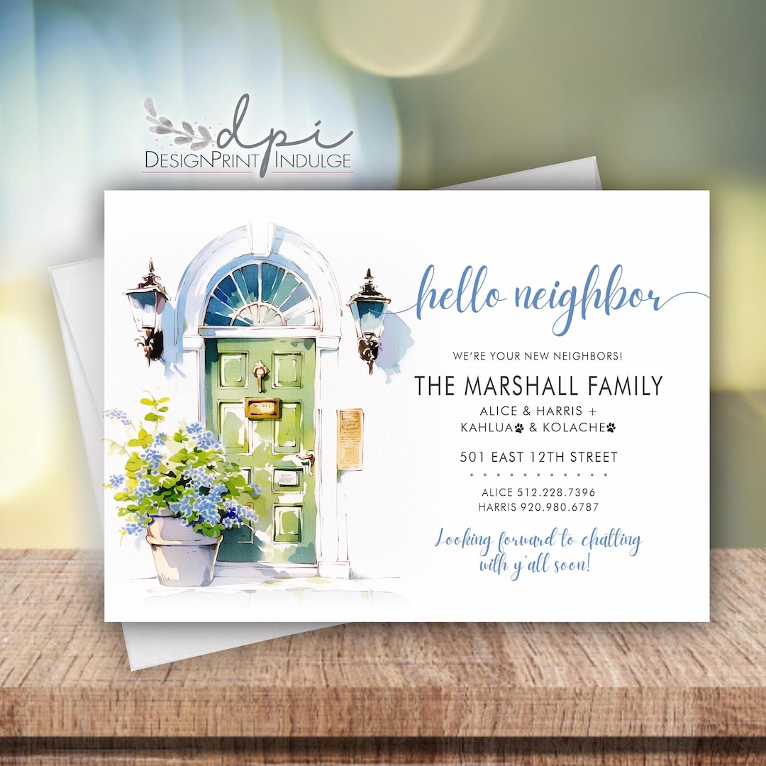 We're New to the Neighborhood Announcement, New Neighbor Meeting Card ...