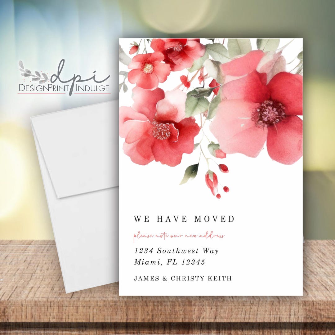 We've Moved Announcement Cards, Personalized Floral Moving New Address ...