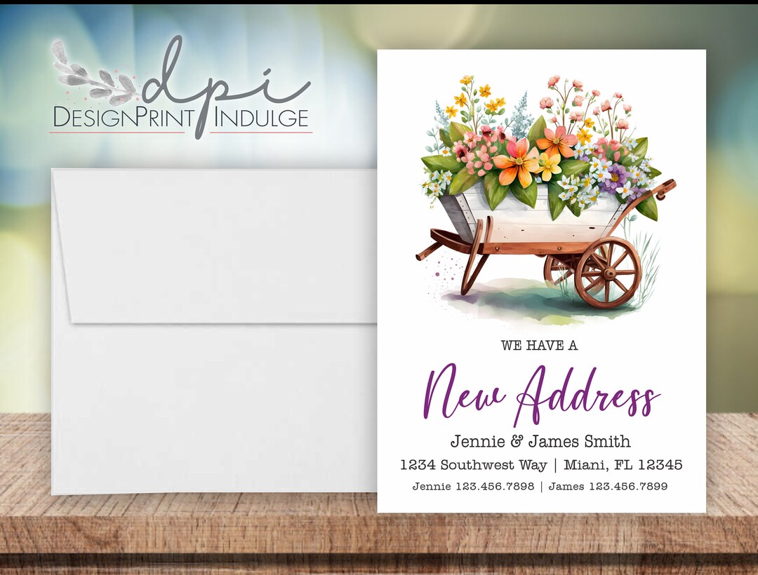 Spring Flowers We've Moved Change of Address Cards, Watercolor Flowers ...