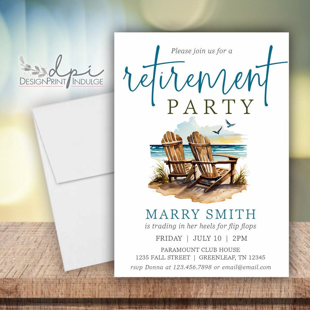 Beach Retirement Party Invitation, Retirement Party Invite Cards ...