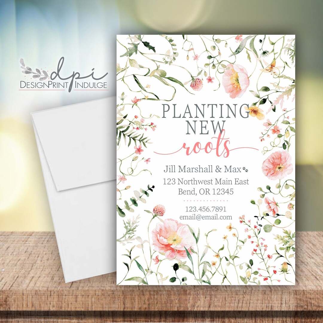 Change of Address Announcement, Planting New Roots Moving Card ...