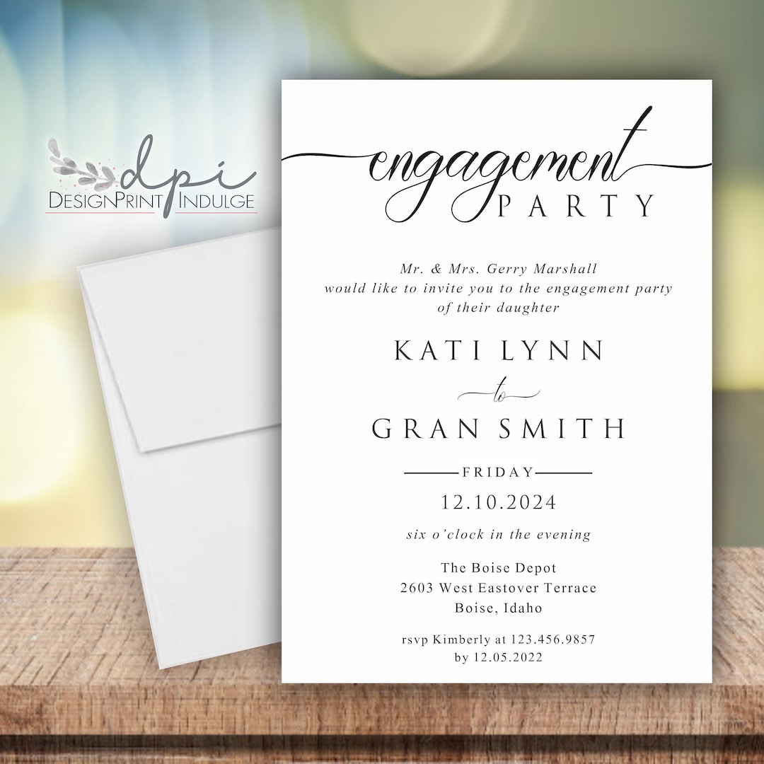 Engagament Party Invitation, Elegant Modern Engagement Party Invite ...