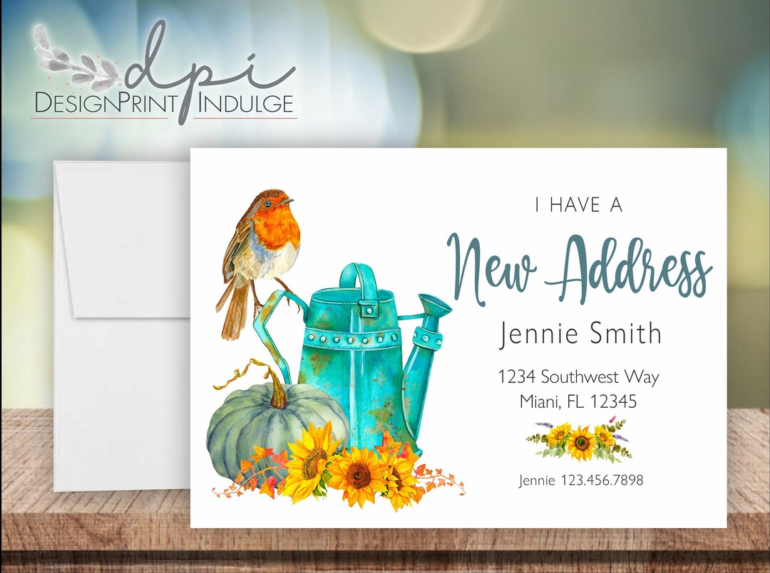 Fall Sunflower New Address Announcement Cards Floral - Etsy