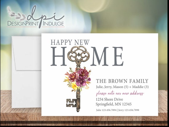 Happy New Home New Address Announcement Card Personalized | Etsy