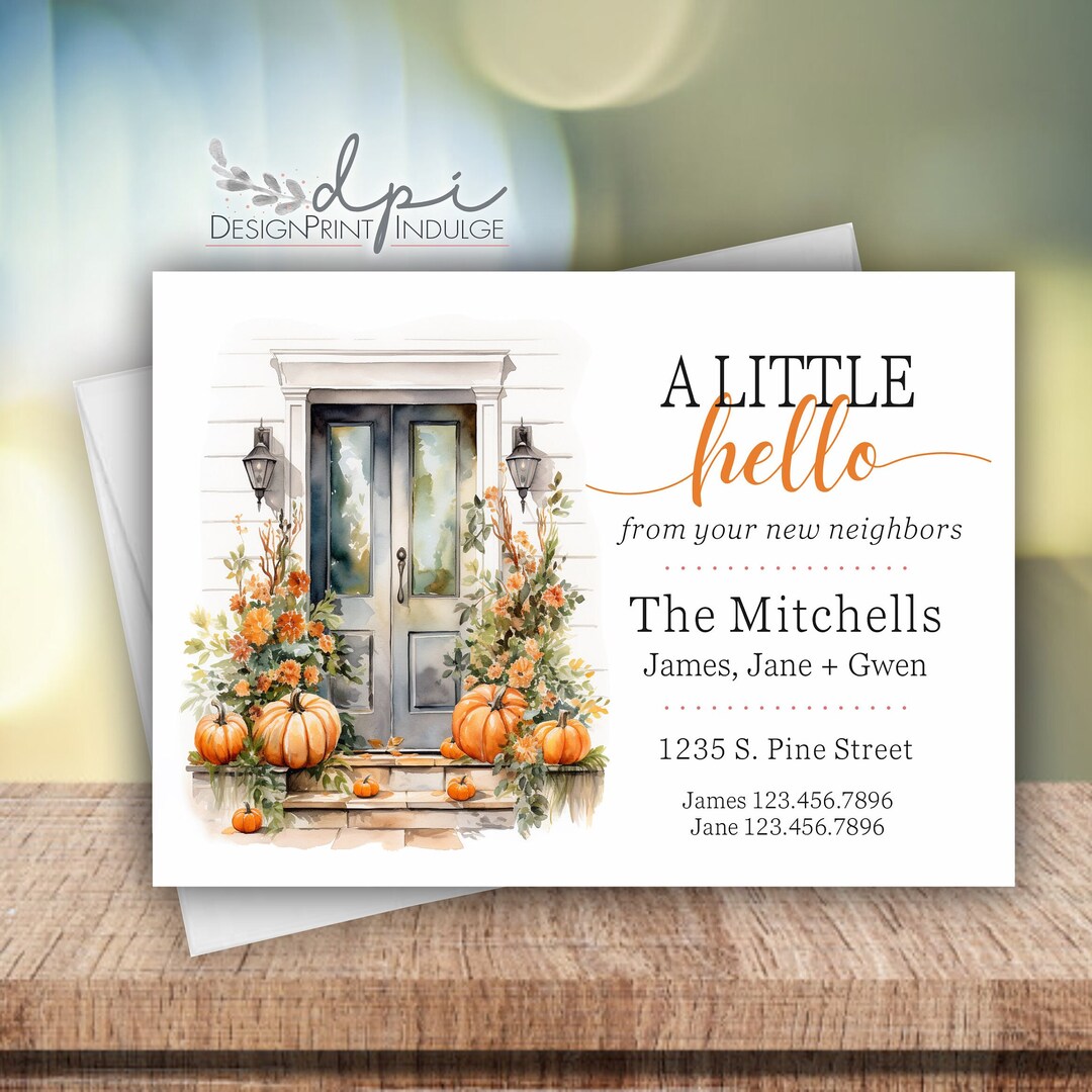 Fall New Neighbor Card: Personalized Welcome Announcement (printed W ...