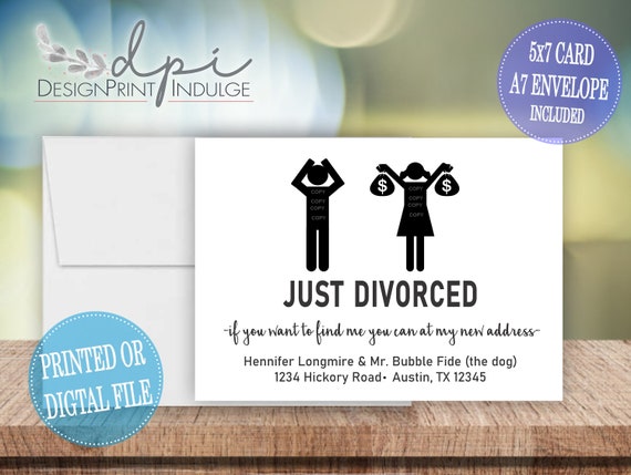 Just Divorced Adrees Change Card Break up Card Divorced - Etsy