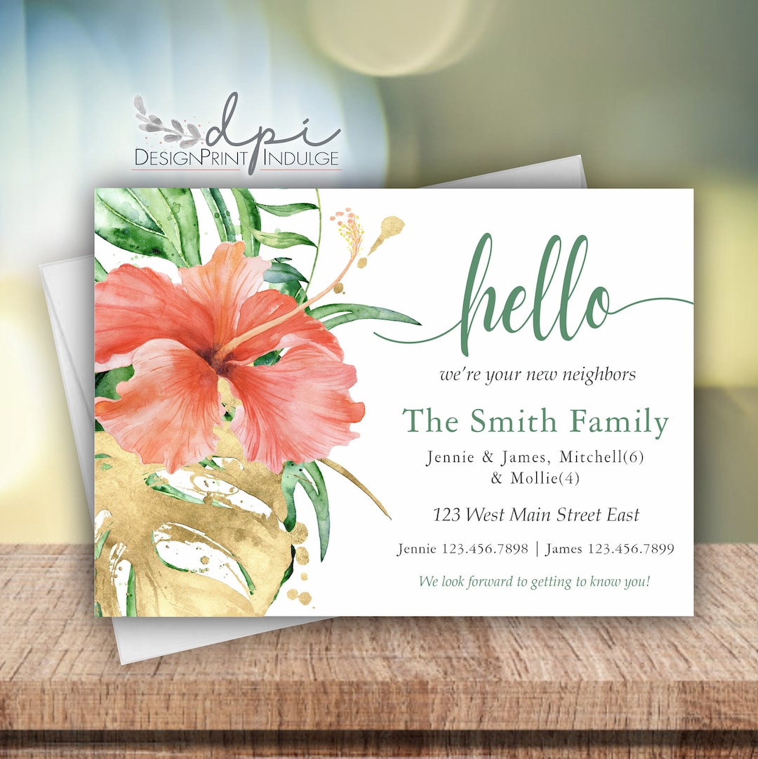 Tropical Hello New Neighbor Cards, Personalized We're Your New ...