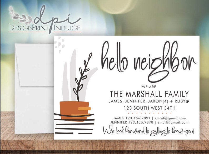 Hello New Neighbor Introduction Cards New to the Neighborhood - Etsy