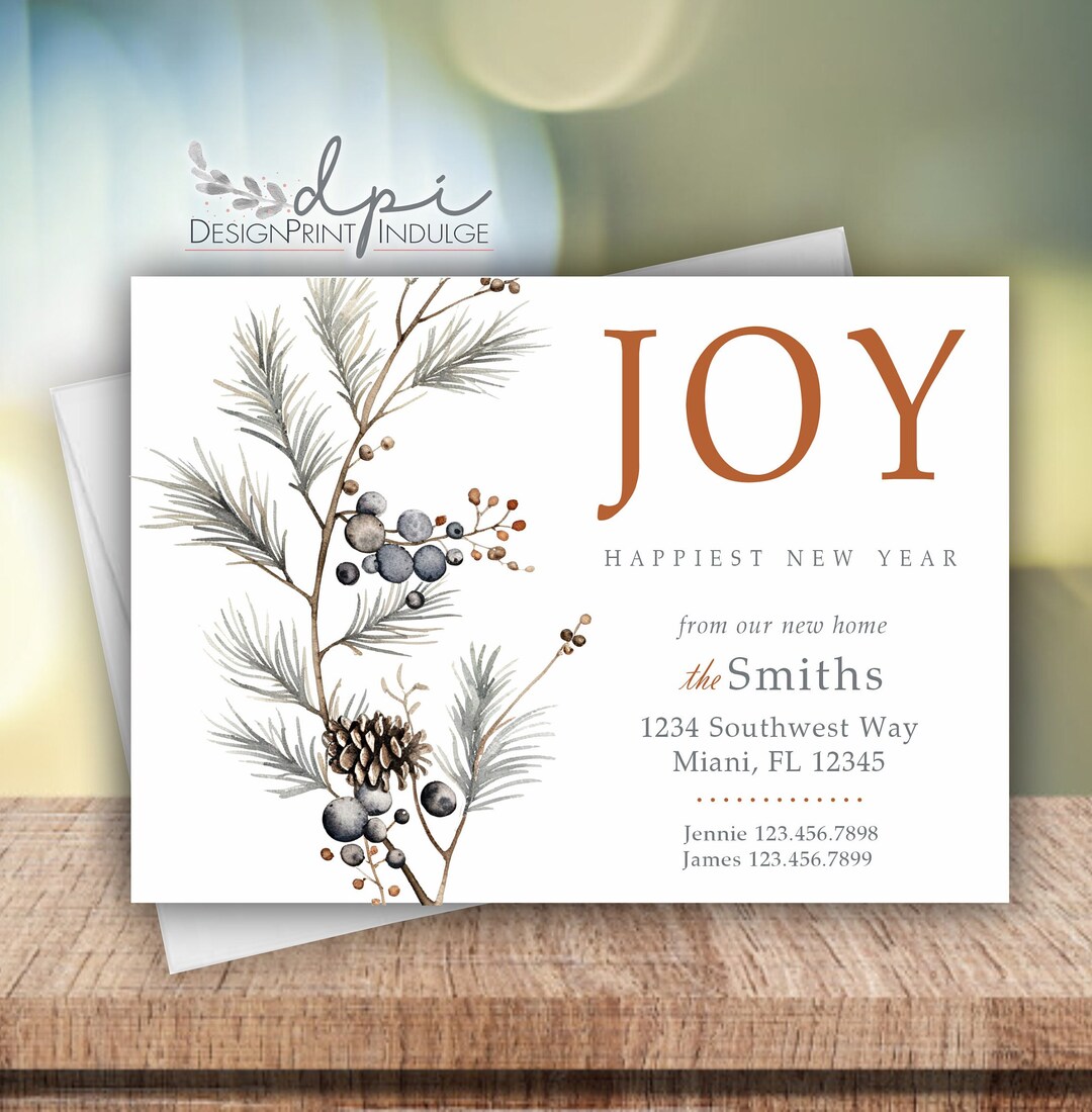 Happy New Year New Home Moving Card, New Year New Home Announcement ...