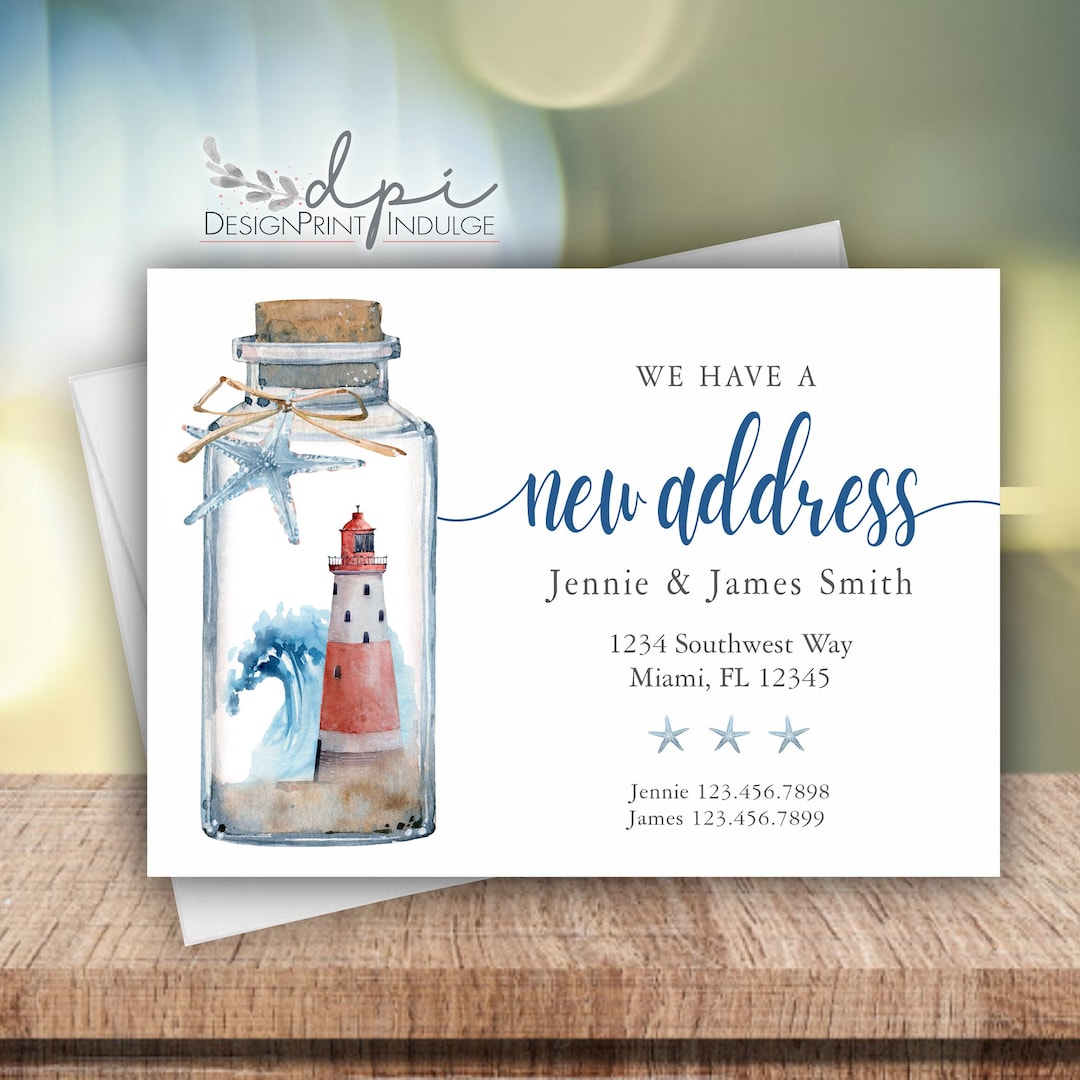 New Address Moving Announcement Cards Ocean, We Have A New Address ...