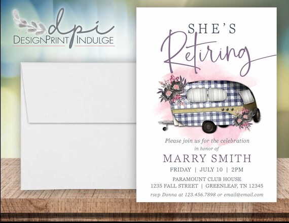 Retirement Celebration Party Invitation With a Camper | Etsy