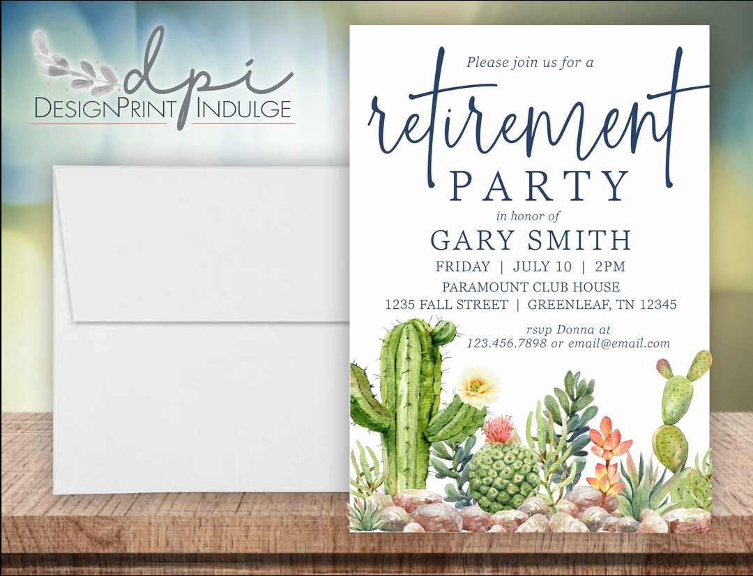 Cactus Retirement Party Invitation, Custom Cactus Retirement Party ...