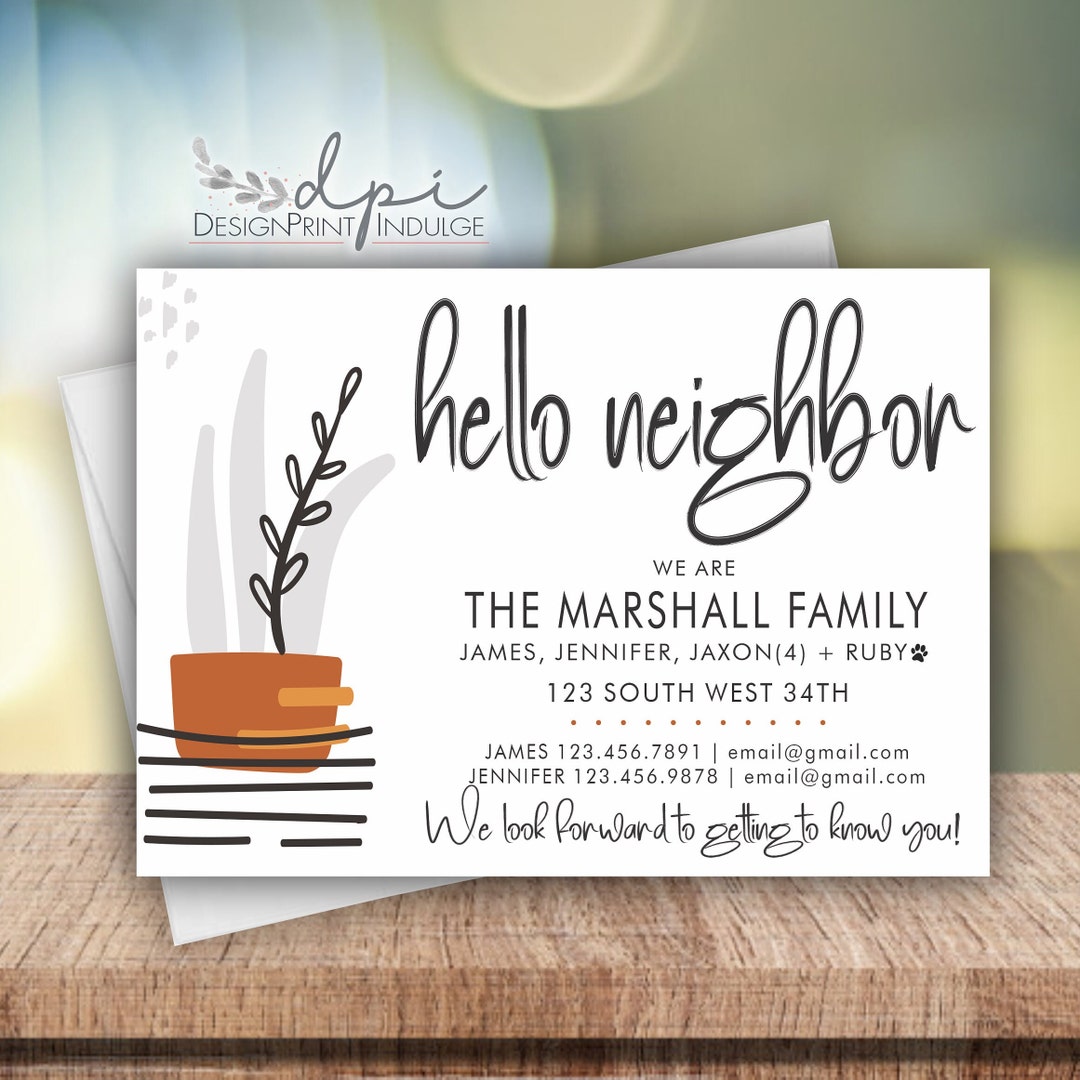 New Neighbor Announcement Cards: Personalized Welcome Notes (digital or ...